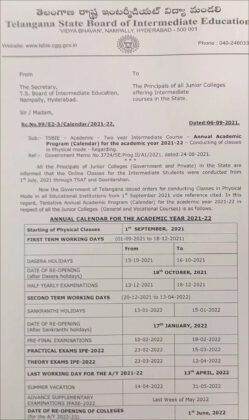 TS Schools Academic Calendar 2021 22 Out Telangana Academic