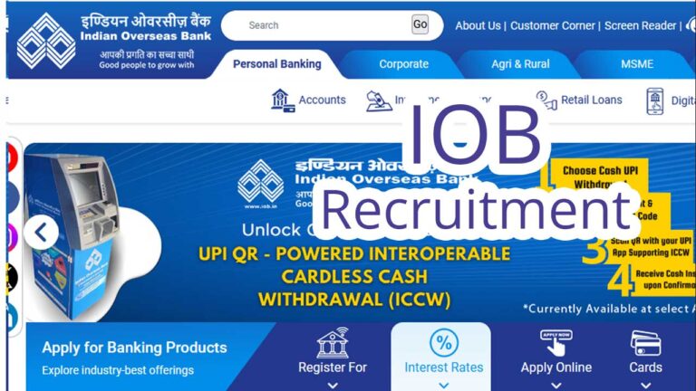 Indian Overseas Bank Apprentice 2025-26 Online form (750 Vacancy)