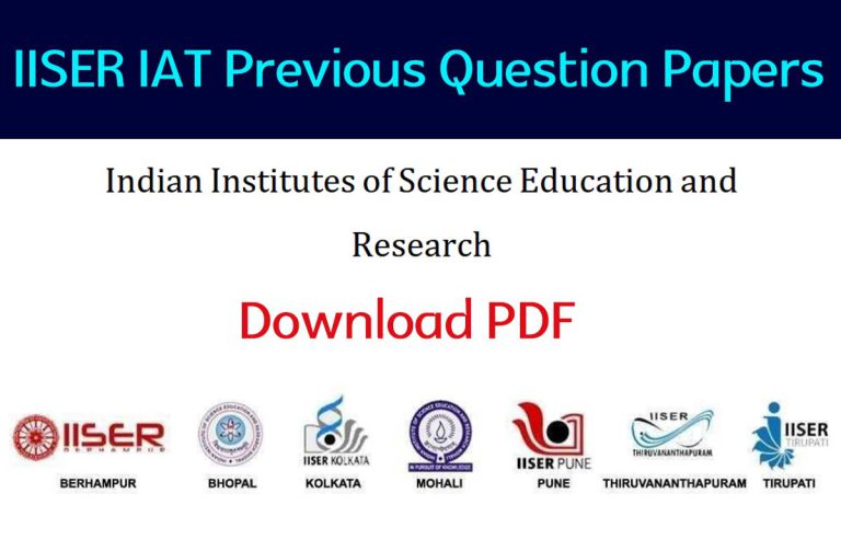 IISER IAT Previous Year Question Papers Solved PDF