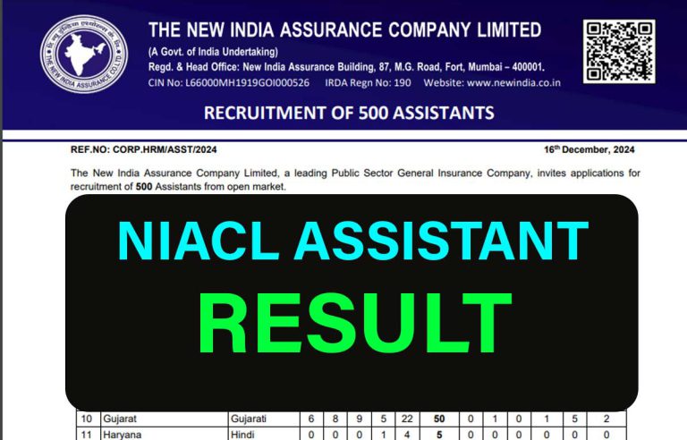 NIACL Assistant Prelims Score Card 2025 Out, Tier-1 Marks List